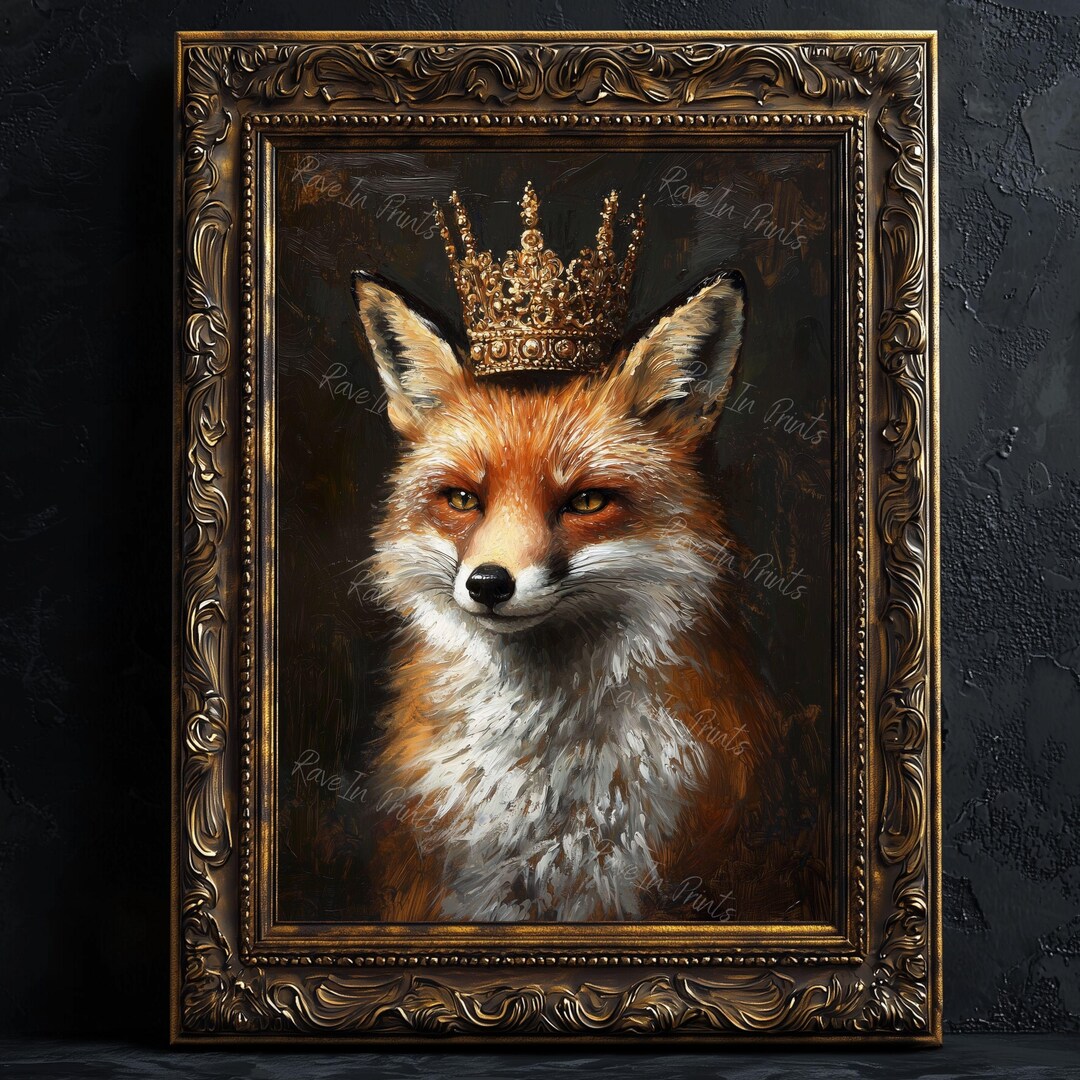 Renaissance Fox Painting, Dark Academia Wall Art, Gothic Home Decor ...