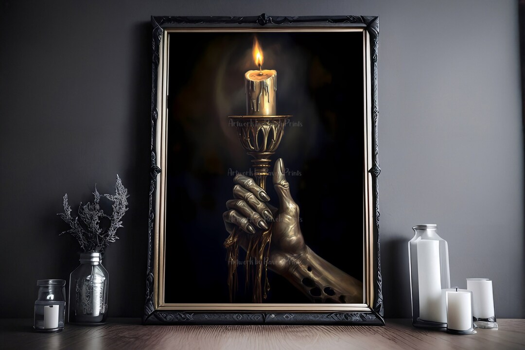 Zombie Hand Holding Candle, Gothic Art Print, Art Poster Print, Dark ...
