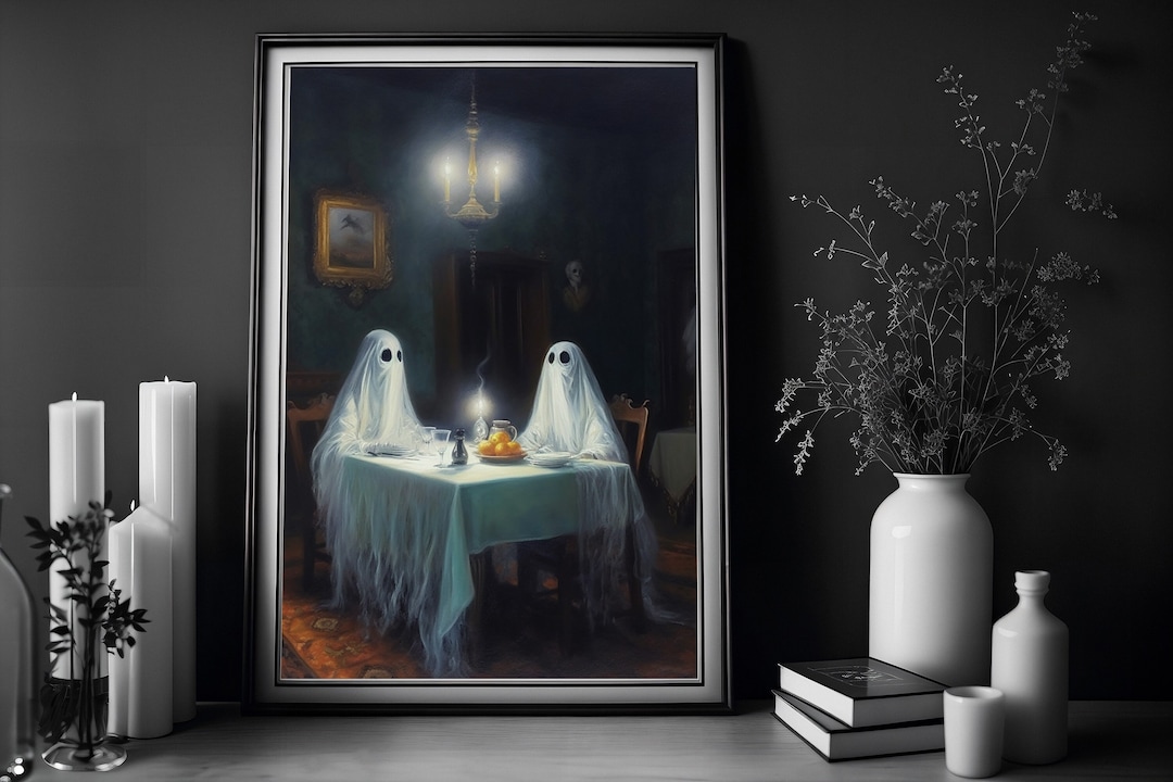 Ghosts Having Dinner, Vintage Poster, Art Poster Print, Dark Academia ...