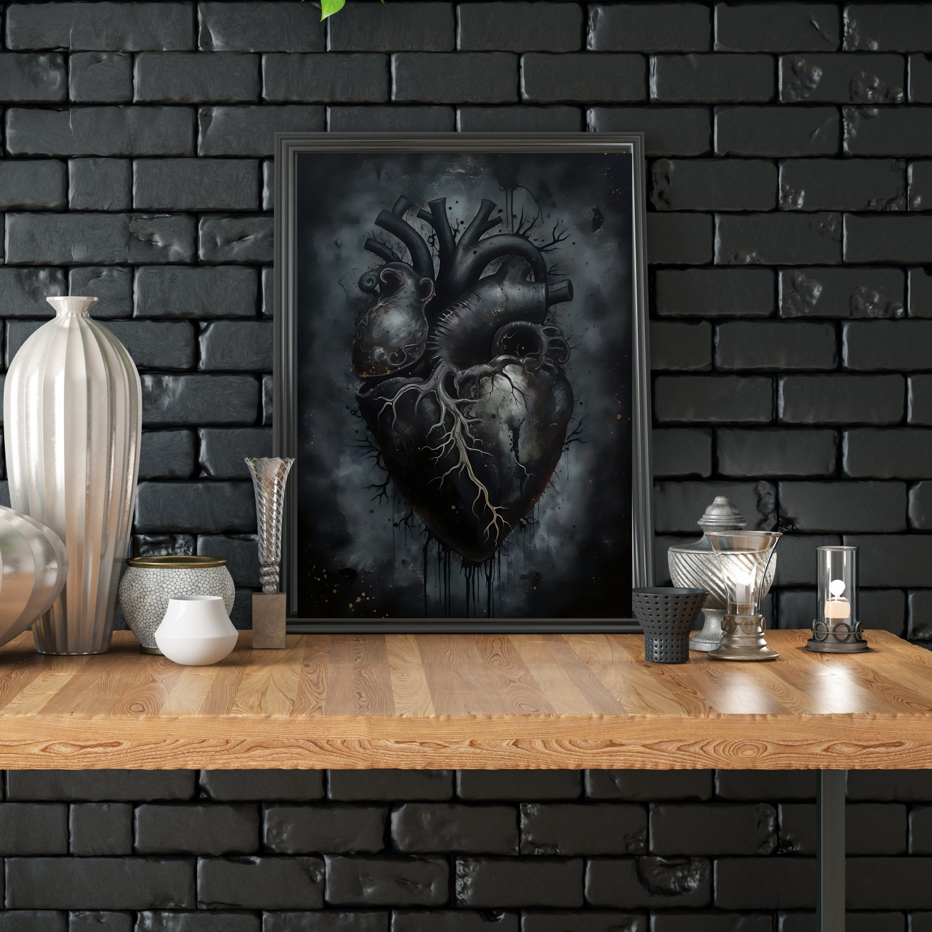 Black Heart Art Print, Vintage Canvas sold by Isabela Guimarães | SKU ...