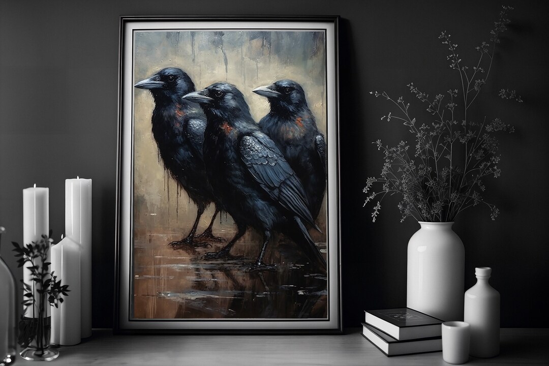 Black Crows Print, Vintage Poster, Art Poster Print, Dark Academia, Gothic Victorian Crow - Etsy