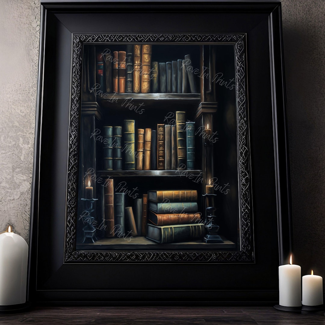 Dark Academia Wall Art, Victorian Book Shelf, Dark Art Poster Print ...