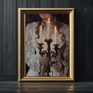 The Candelabra, Vampire Aesthetic, Victorian Lady Art Print, Gothic ...