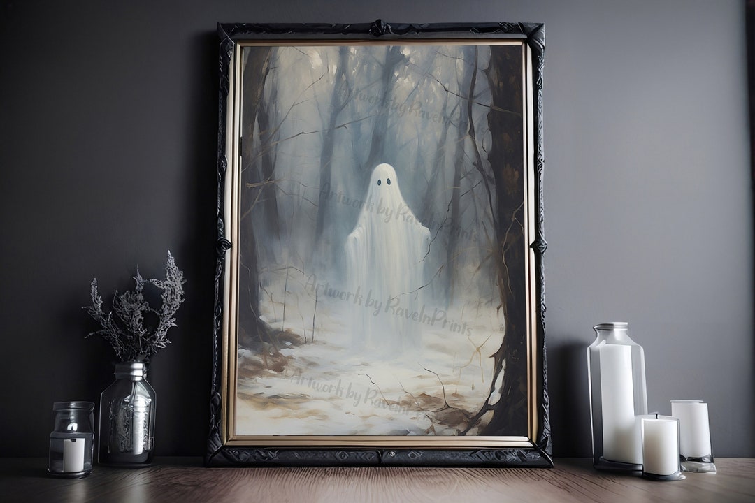 Ghost in the Snowy Forest, Vintage Poster, Art Poster Print, Dark ...