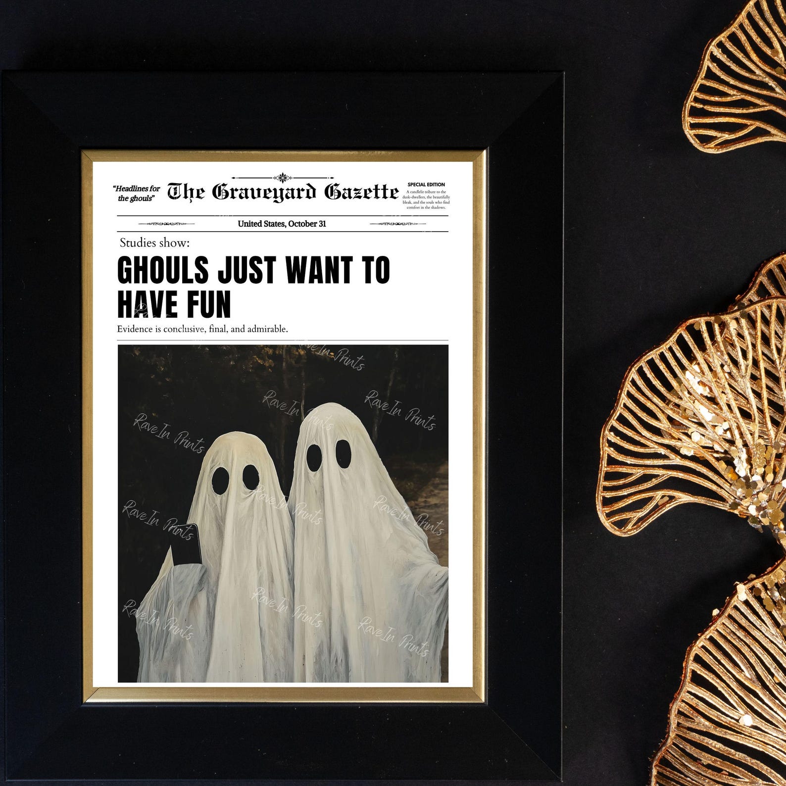 Funny Newspaper Wall Art Print, Ghouls Just Want to Have Fun, Funny ...