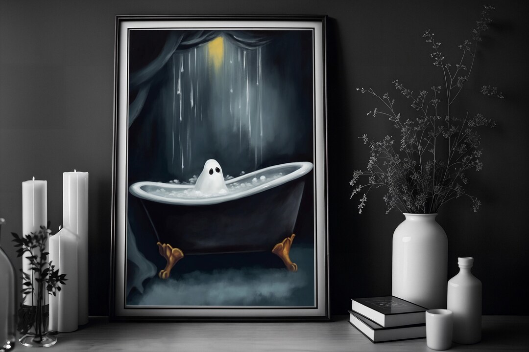 Ghost in the Bath Tub, Bubble Bath Ghost, Vintage Poster, Art Poster ...