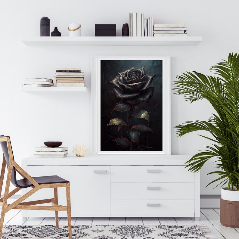 Black Rose Art Print Vintage Poster Art Poster Print Dark - Etsy