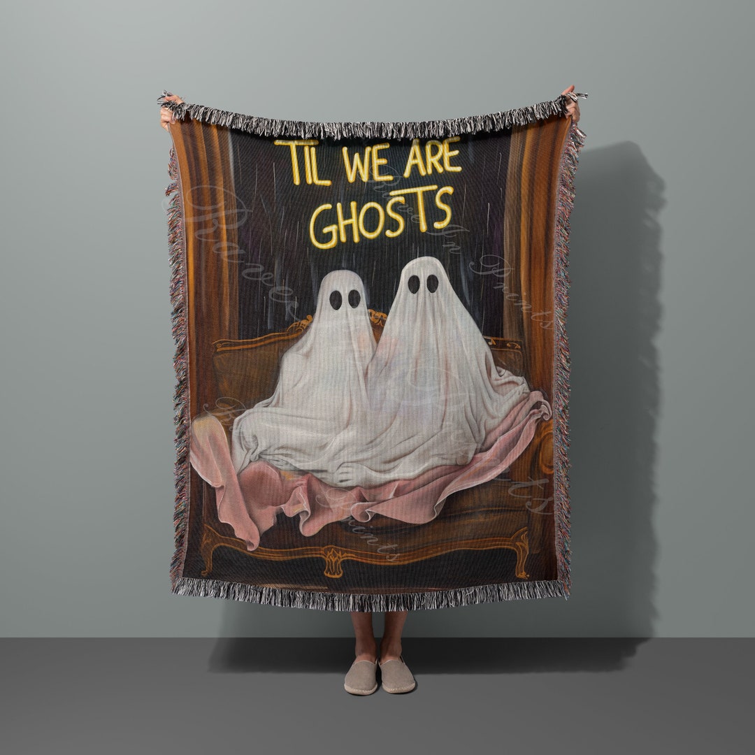 Til We Are Ghosts Woven Throw Blanket, Ghost Couple, Halloween Blanket ...