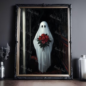 Ghost Holding Roses Art Poster Print, Dark Valentine's Day Gifts ...