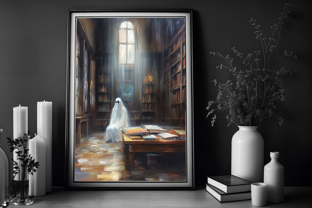 Ghost in the Library, Reading Lover Gift, Vintage Poster, Art Poster ...