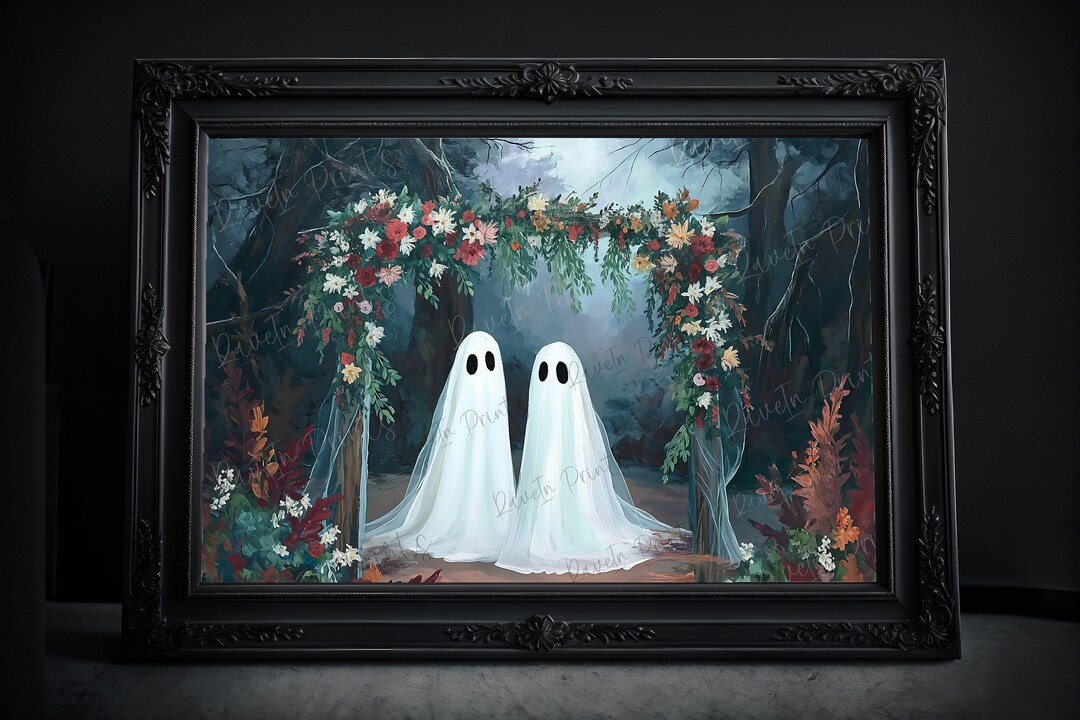 Ghosts Getting Married, Vintage Poster, Wedding Print, Ghost Art Poster ...