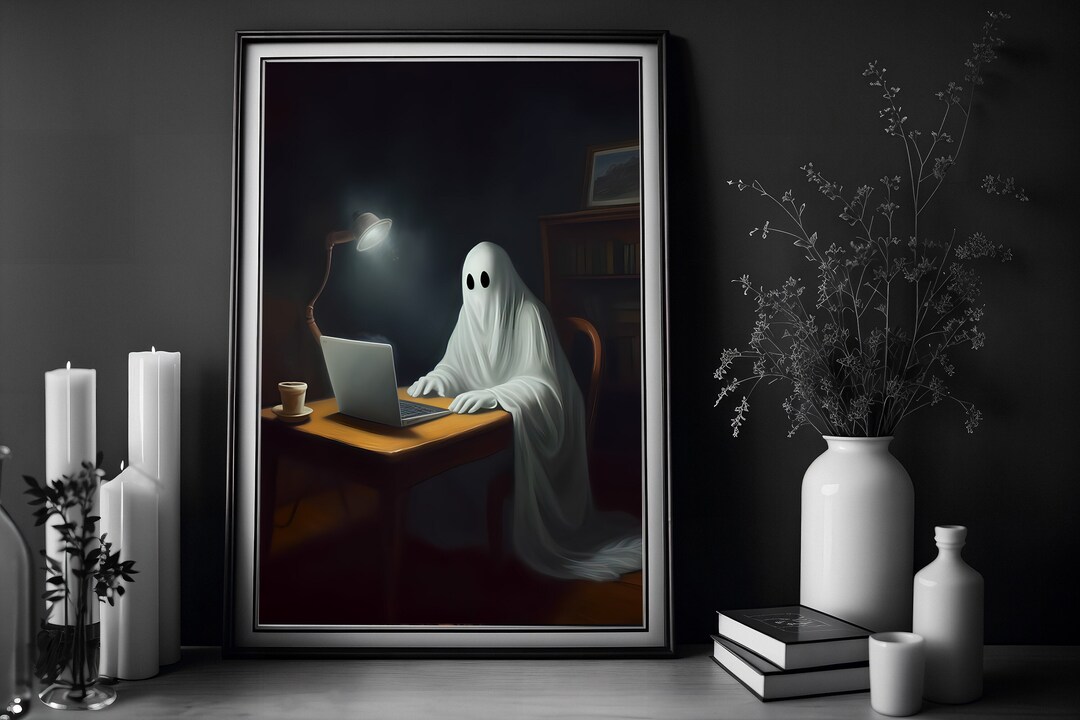 Working Ghost Print, Vintage Poster, Art Poster Print, Dark Academia ...