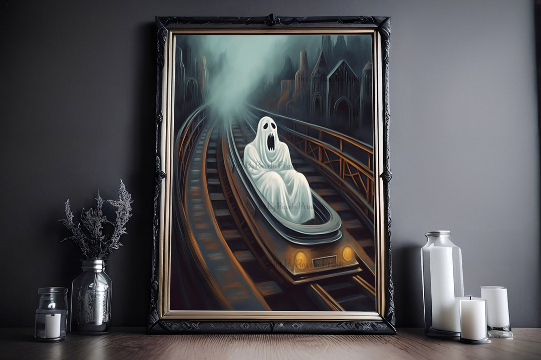 Ghost on A Roller Coaster, Vintage Poster, Art Poster Print, Dark ...
