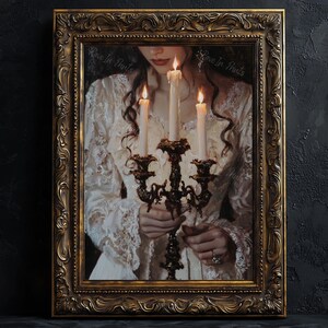 The Candelabra, Vampire Aesthetic, Victorian Lady Art Print, Gothic ...
