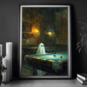 Ghost Playing Pool, Ghost Painting, Vintage Poster, Art Poster Print ...