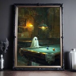 Ghost Playing Pool, Ghost Painting, Vintage Poster, Art Poster Print ...
