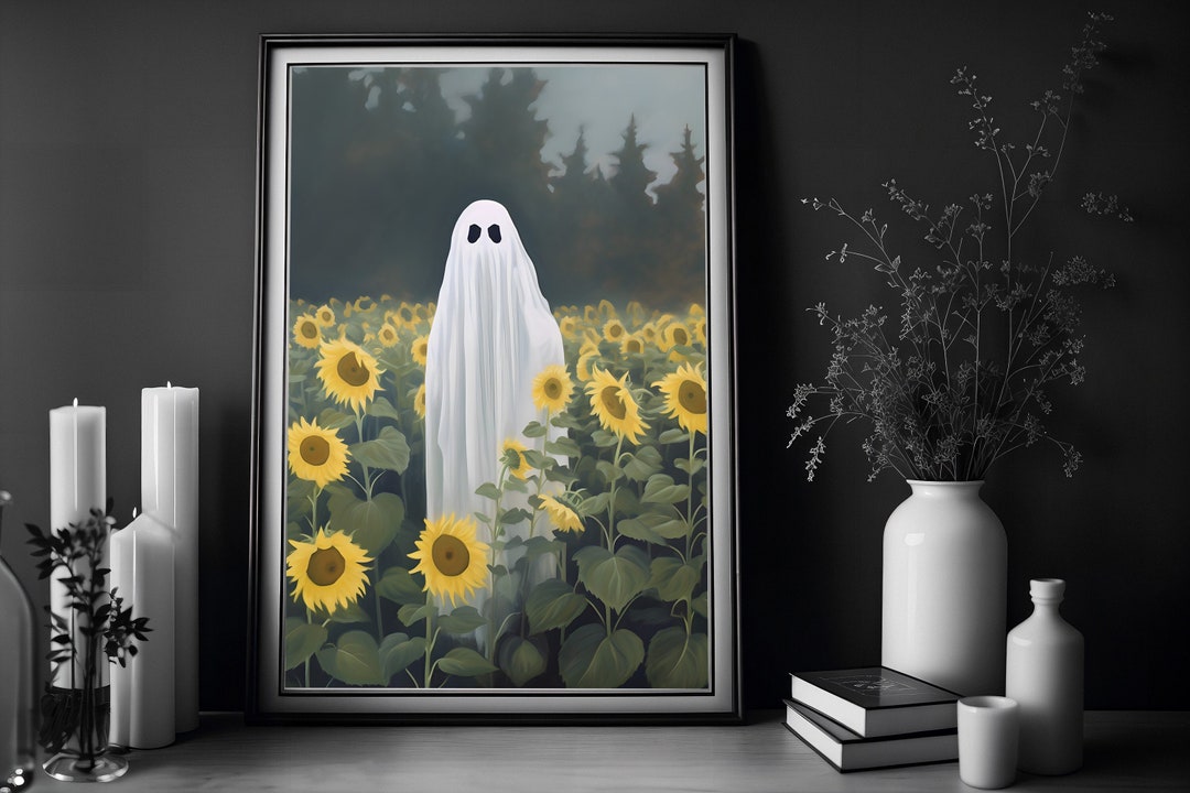 Ghost in A Sunflower Field, Vintage Poster, Art Poster Print, Dark ...