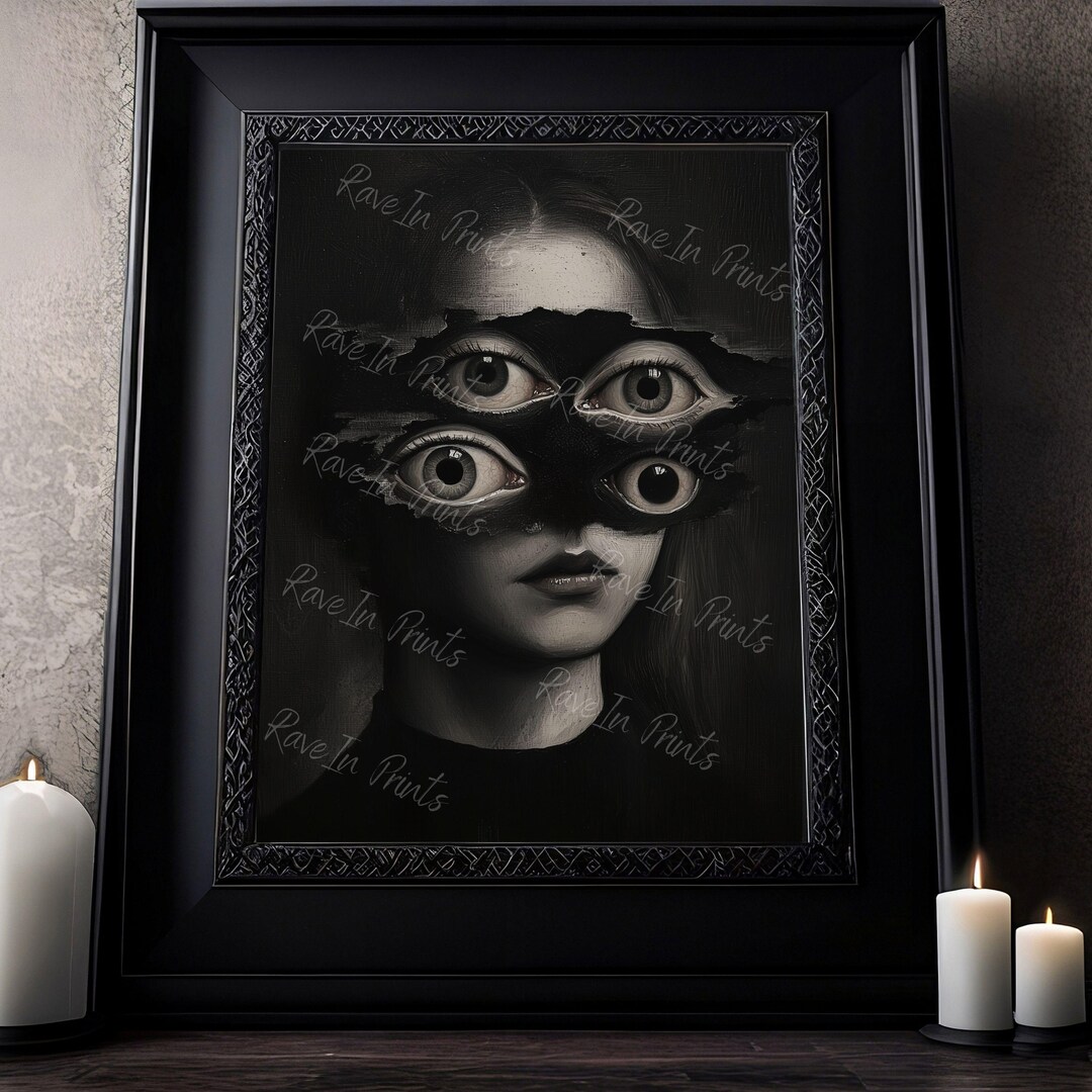 Eyes to the Soul, Surreal Painting Print, Weirdcore Print, Dark ...
