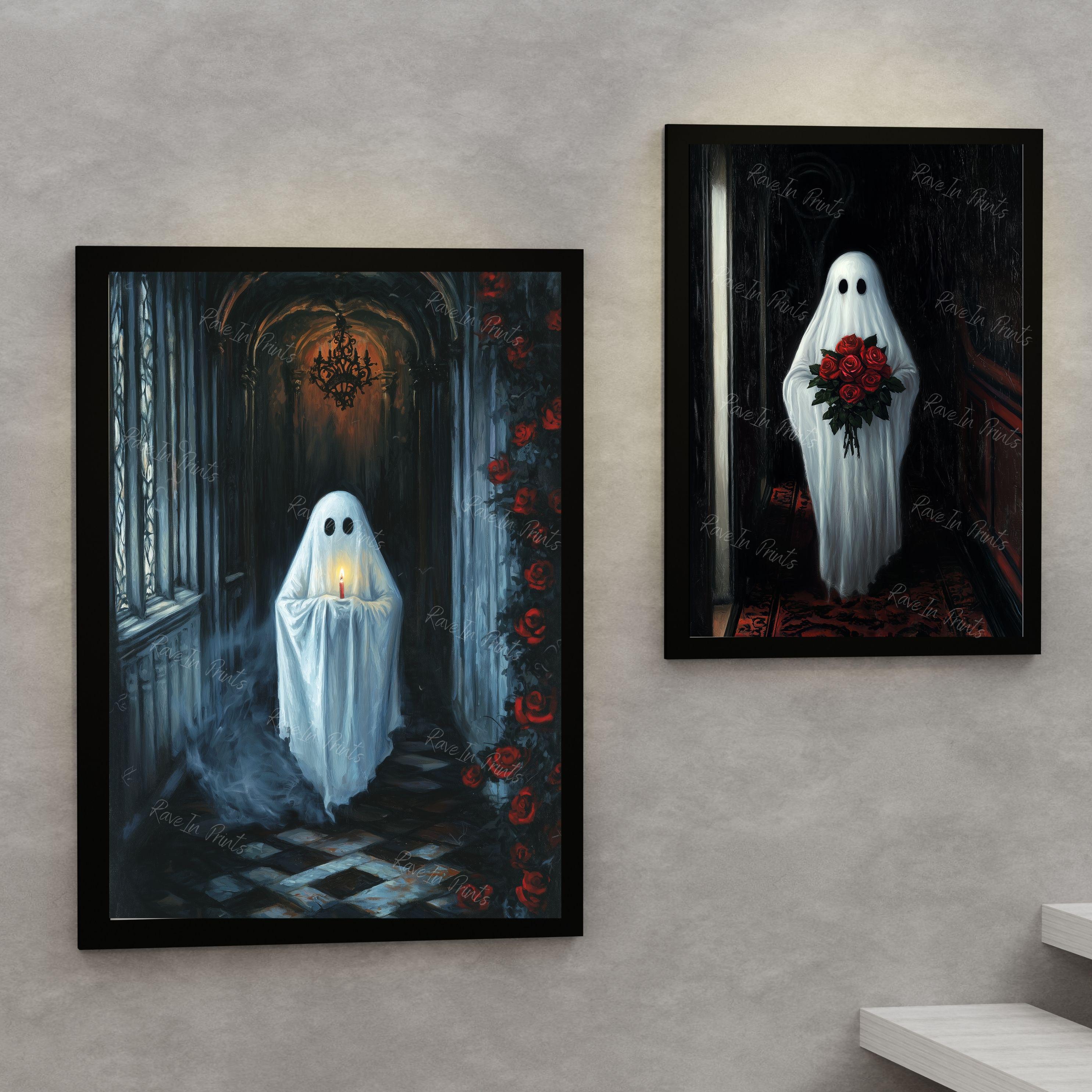 Ghost Holding Roses Art Poster Print, Dark Valentine's Day Gifts ...