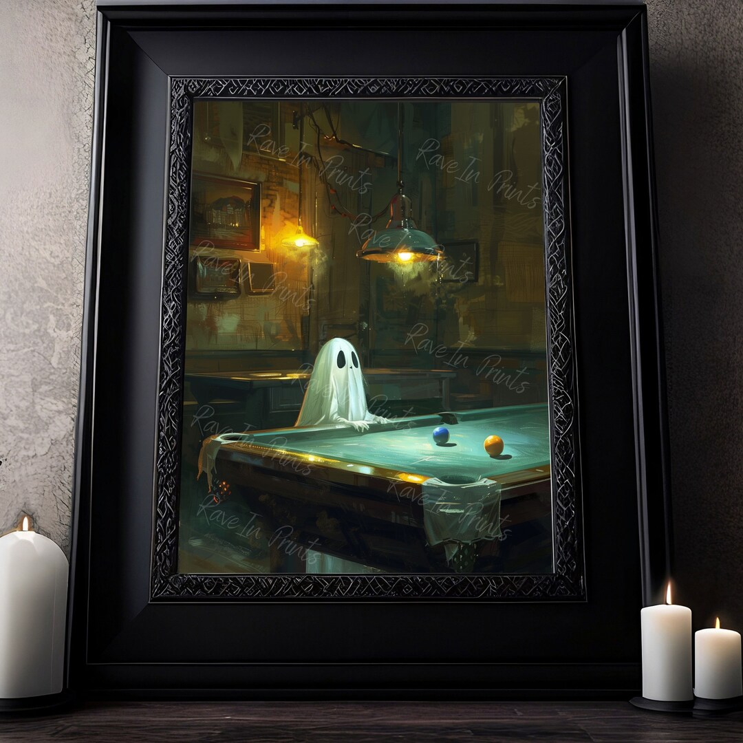 Ghost Playing Pool, Ghost Painting, Vintage Poster, Art Poster Print ...