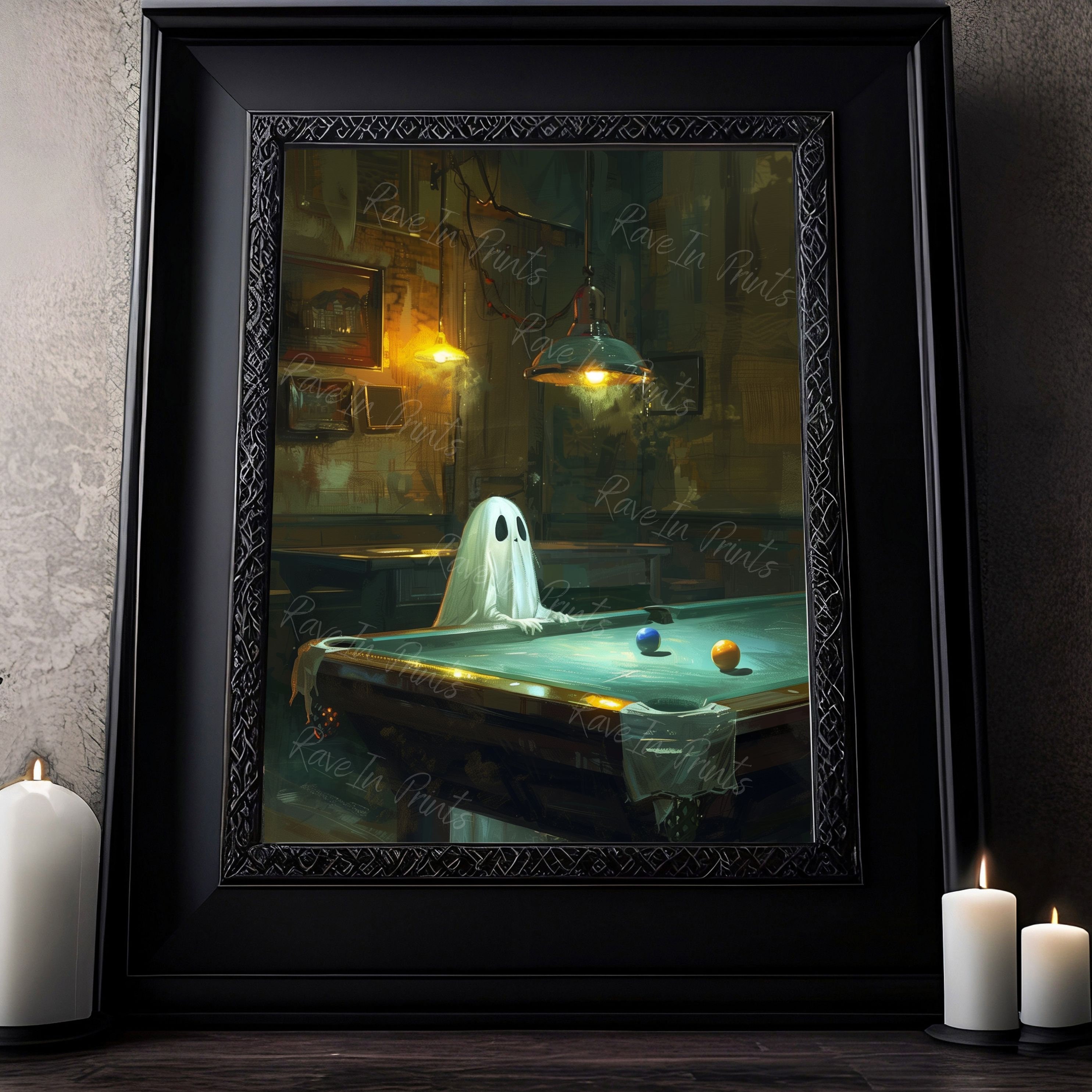 Ghost Playing Pool, Ghost Painting, Vintage Poster, Art Poster Print ...
