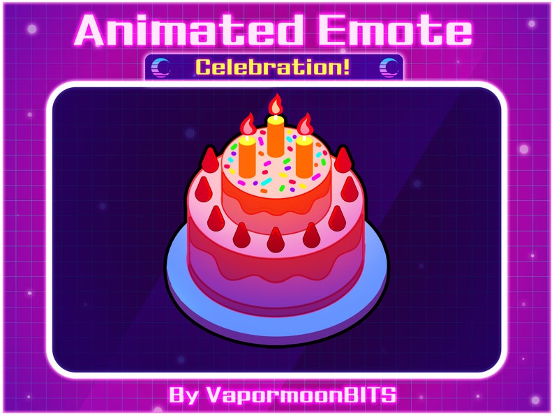 Animated Cake Emote for Twitch and Discord • Pink | Sub Emote | Happy ...