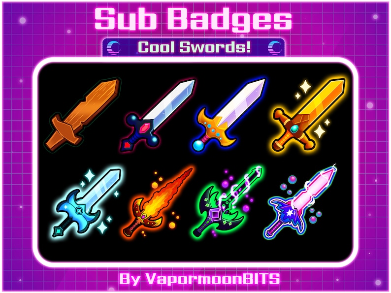 Sword Badges for Twitch, Discord, and Streaming • Sub Badges | Emotes ...