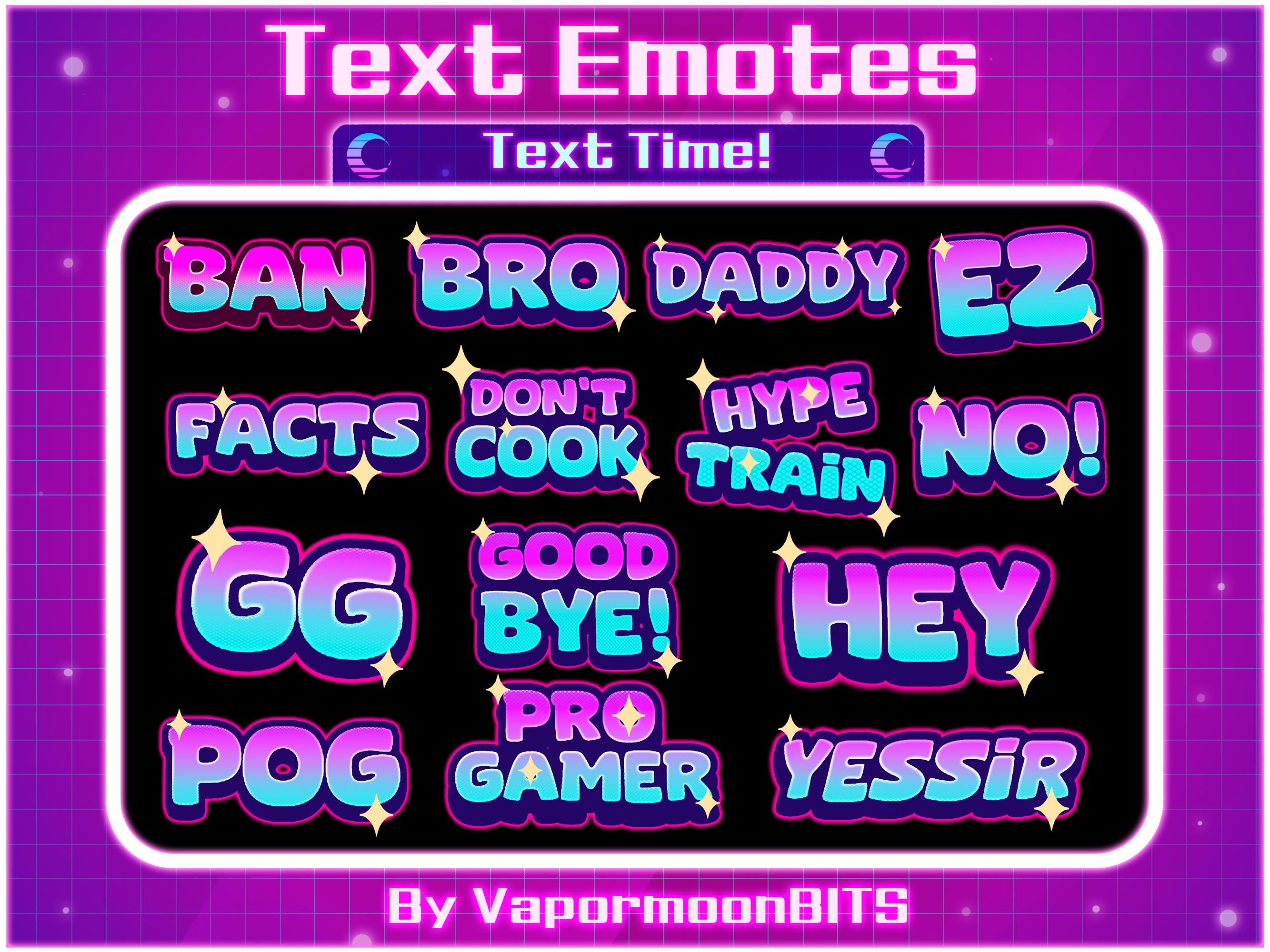 30 Text Emotes for Twitch, Discord, and Streaming • 90 Designs | Text ...