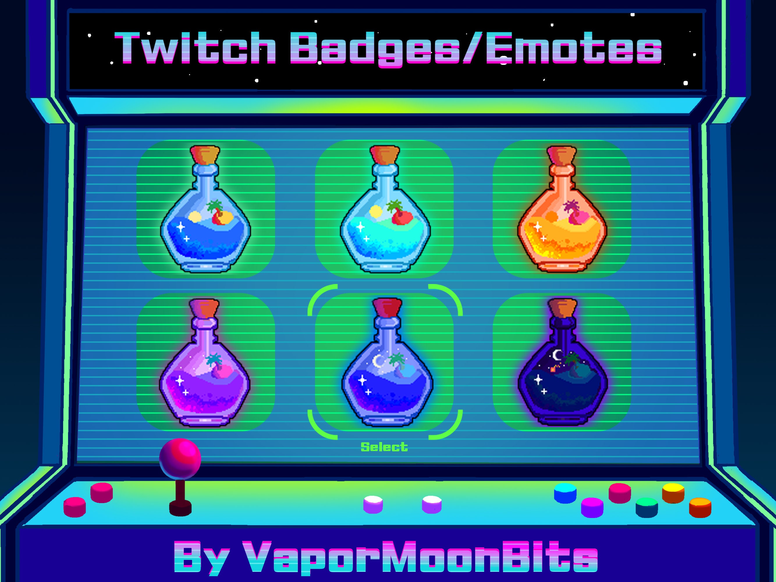 Pixel Art Day and Night Cycle Potion Bottles for Twitch, Discord, and ...