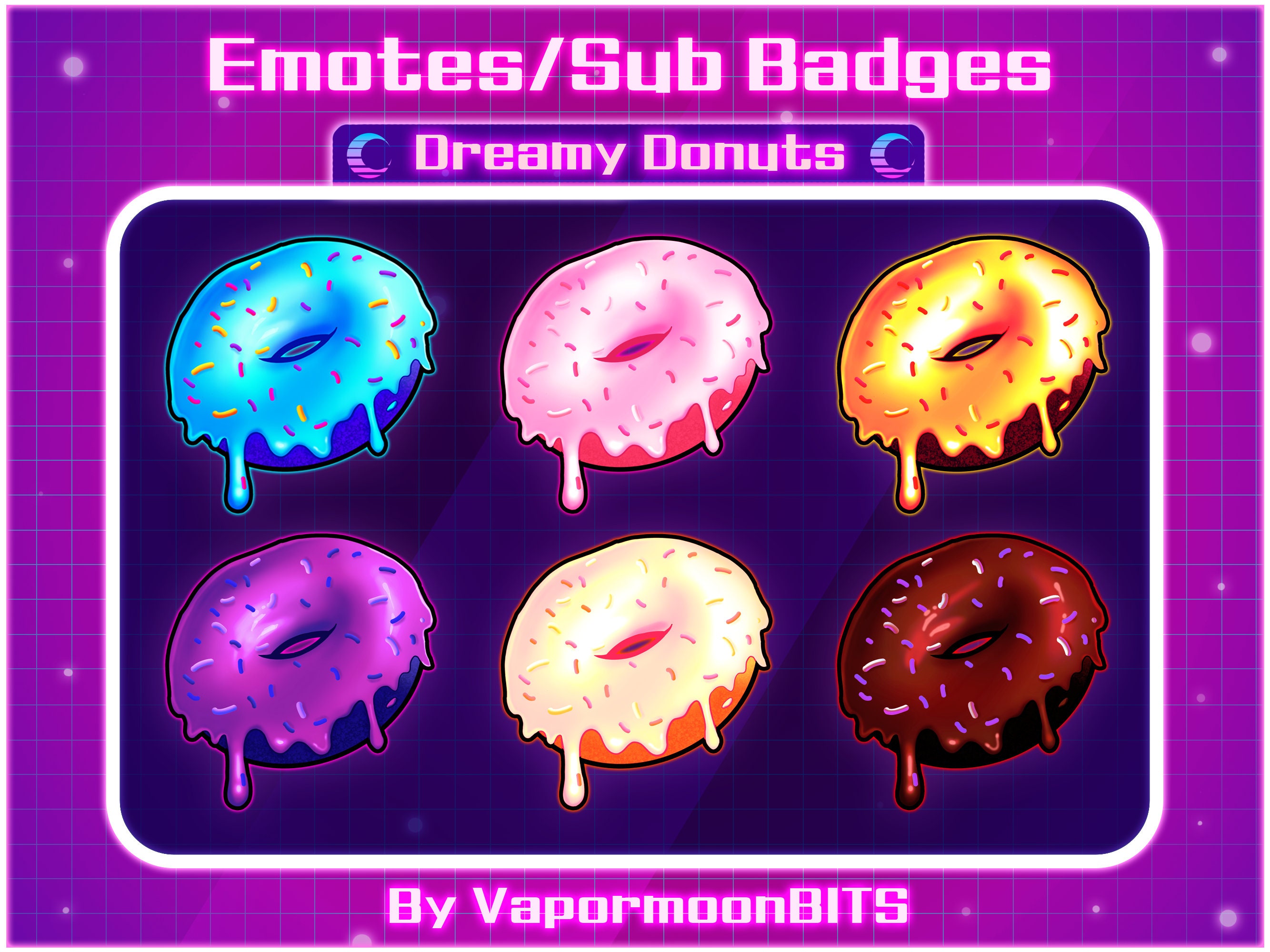 Vaporwave Donut Emotes and Badges for Twitch, Discord, and Streaming ...
