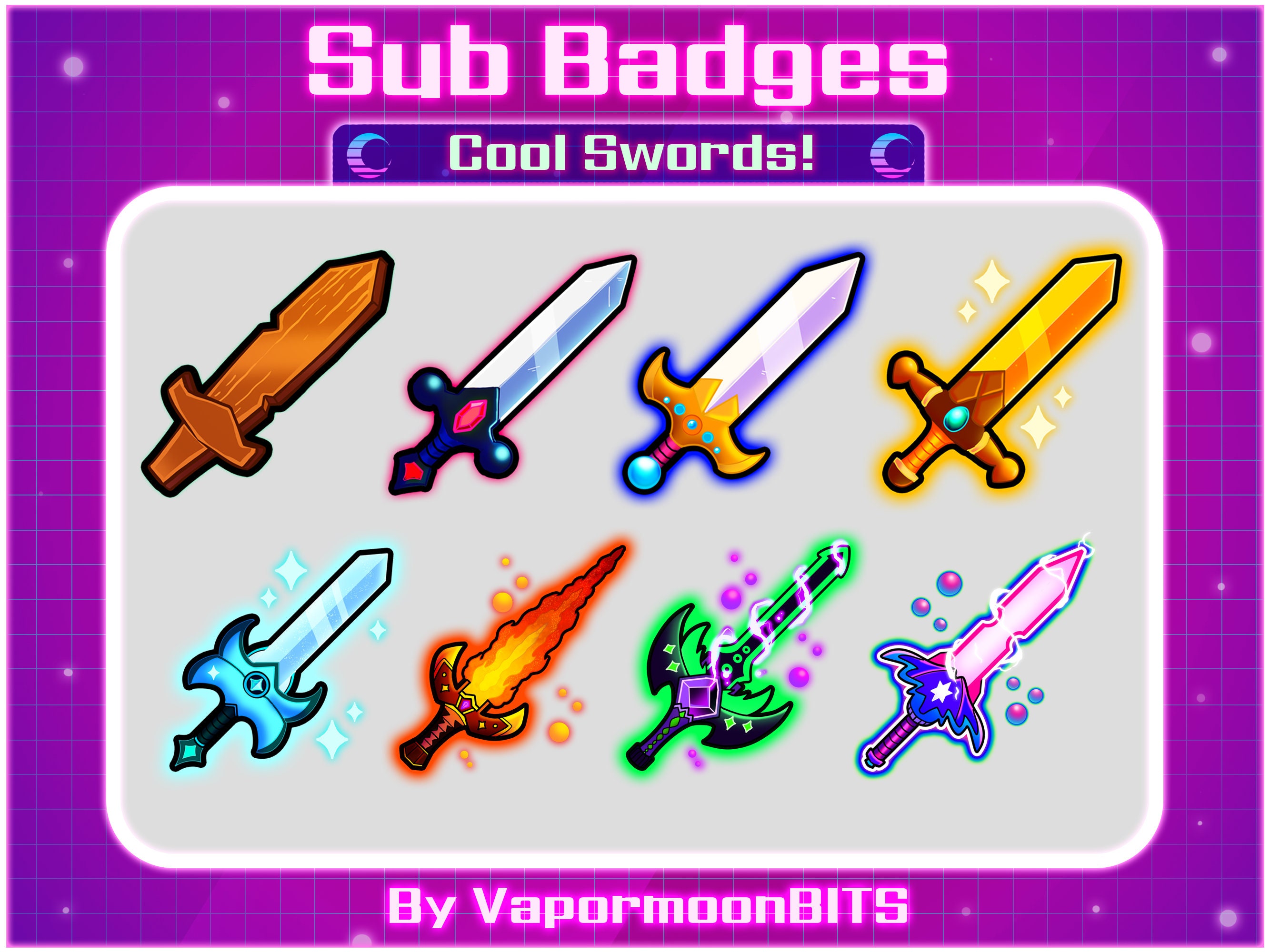 Sword Badges for Twitch, Discord, and Streaming • Sub Badges | Emotes ...