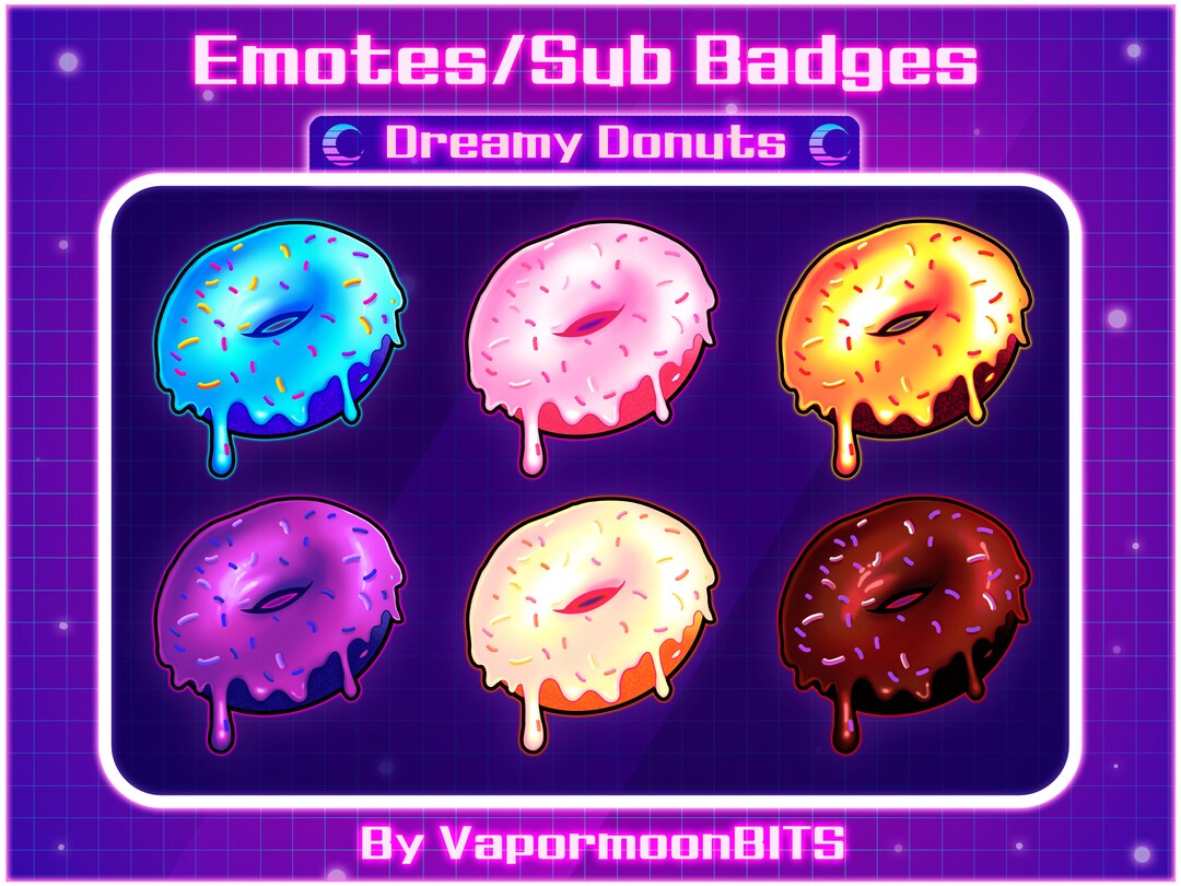 Vaporwave Donut Emotes and Badges for Twitch Discord and - Etsy
