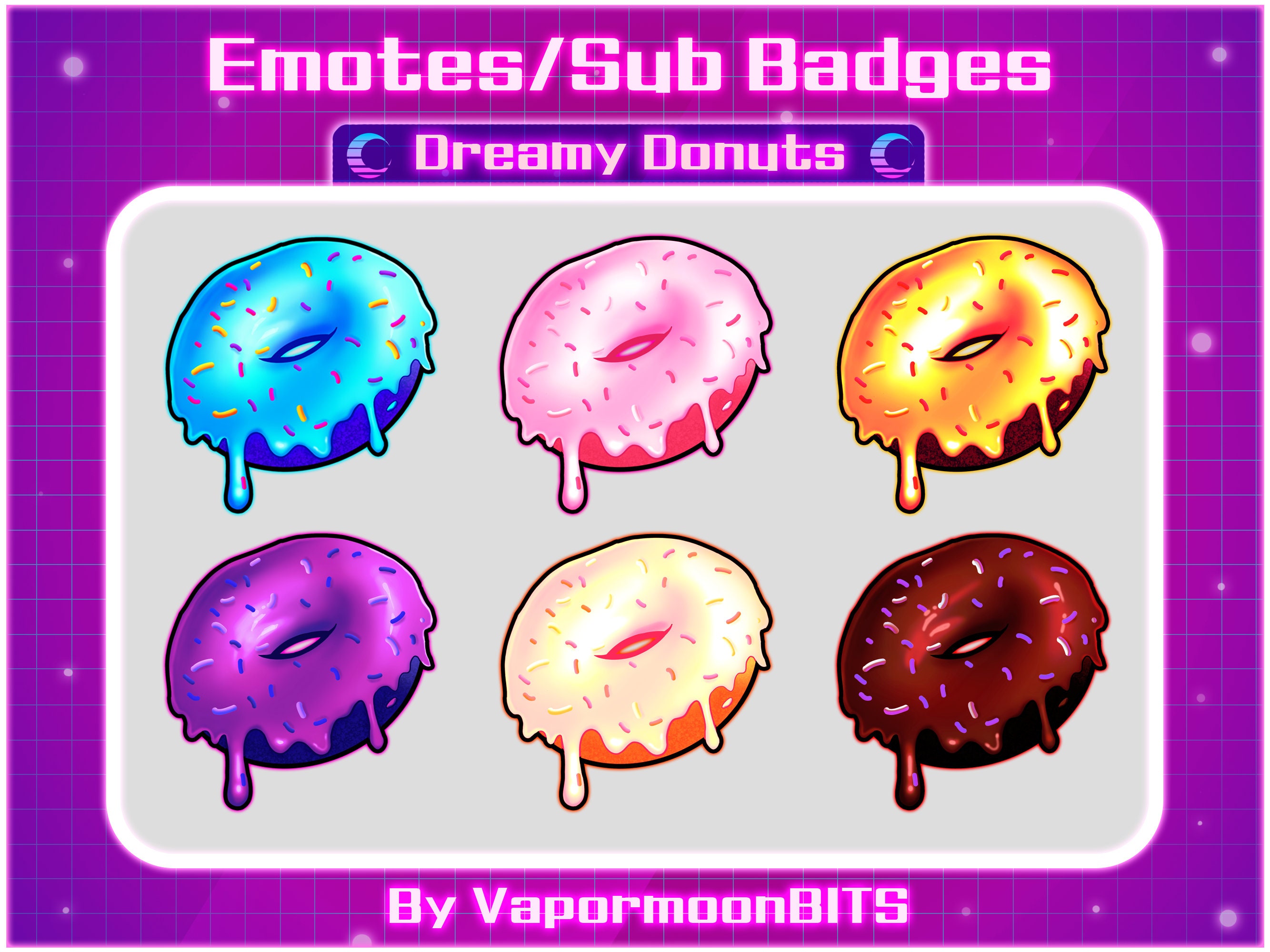 Vaporwave Donut Emotes and Badges for Twitch, Discord, and Streaming ...