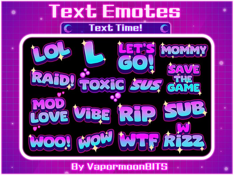 30 Text Emotes for Twitch, Discord, and Streaming • 90 Designs | Text ...