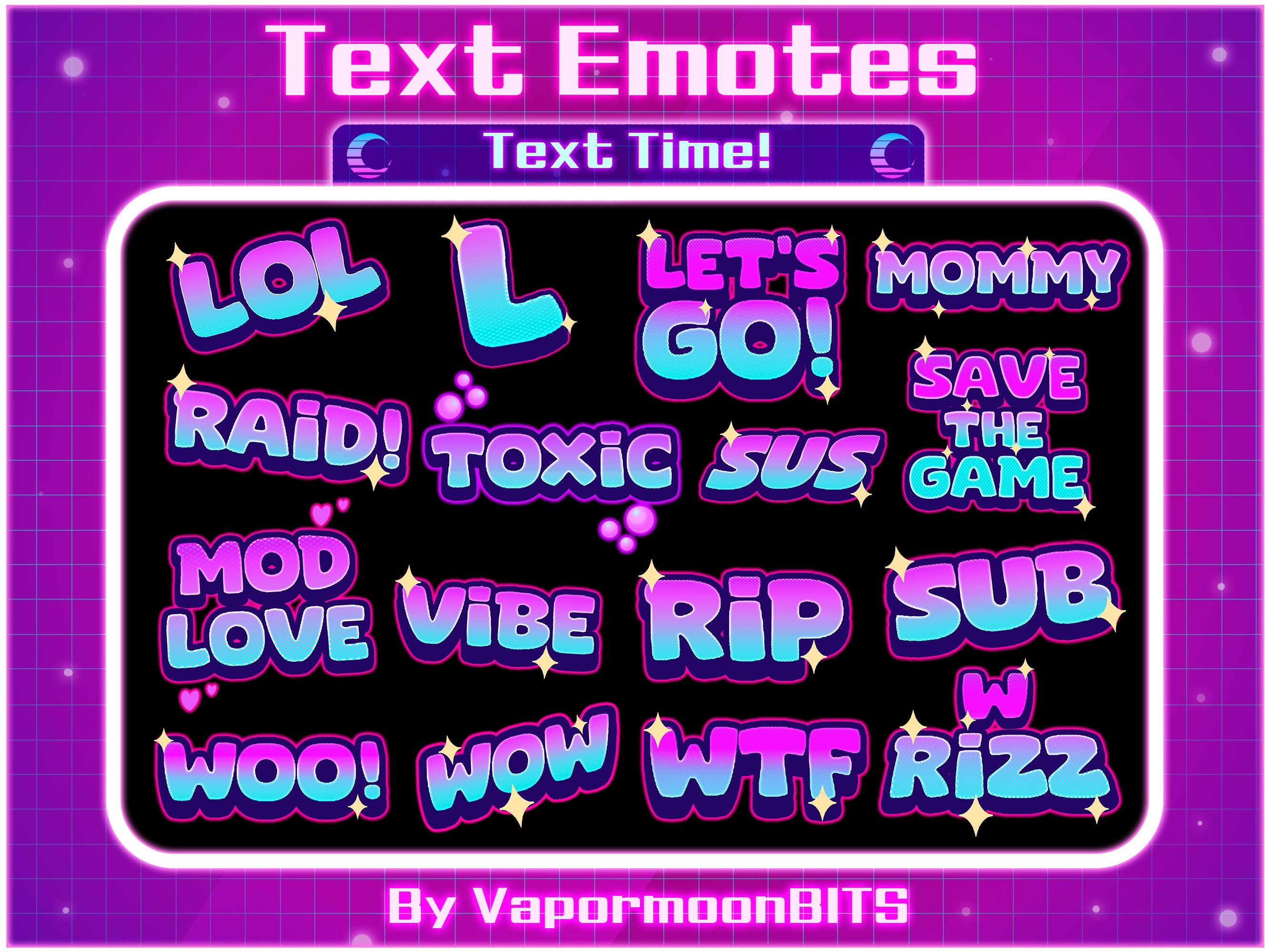 30 Text Emotes for Twitch, Discord, and Streaming • 90 Designs | Text ...
