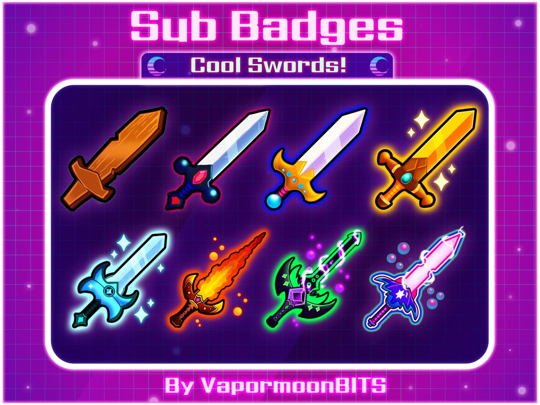 Sword Badges for Twitch, Discord, and Streaming • Sub Badges | Emotes ...