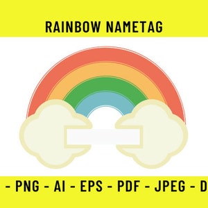 Rainbow Name Tag SVG | Kids Shirt Design | PNG |JPG | School Name Tag ...