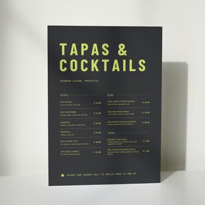 Bold Bar Menu Template | Editable Menu | Modern | Drinks List | Bar ...
