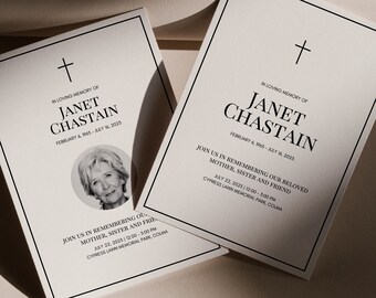 Minimalist Classic Funeral Program | Editable Template | Funeral ...