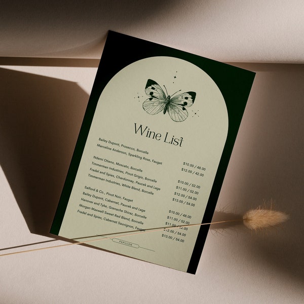 Wine List Template - Etsy