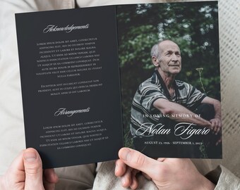 Minimalist Classic Funeral Program | Editable Template | Funeral ...