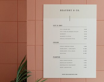 Bronze Minimalist Price List Sign Template | Editable Poster | Menu ...