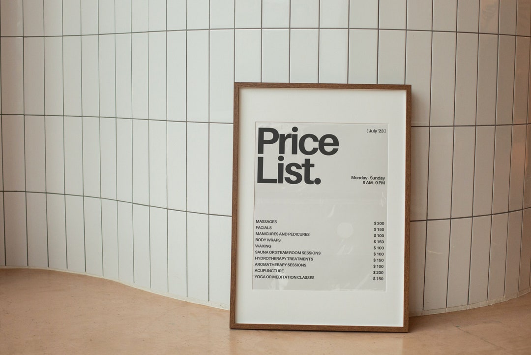 Minimal Aesthetic Price List Template | Editable Poster | Store Poster ...