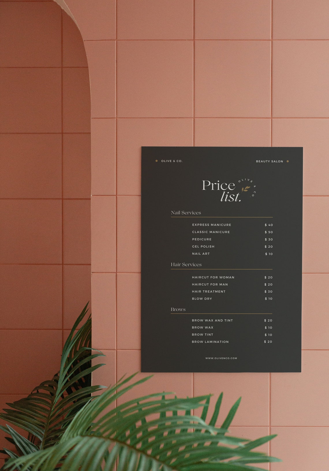 Bronze Minimalist Price List Sign Template | Editable Poster | Menu ...