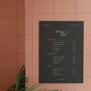 Bronze Minimalist Price List Sign Template | Editable Poster | Menu ...