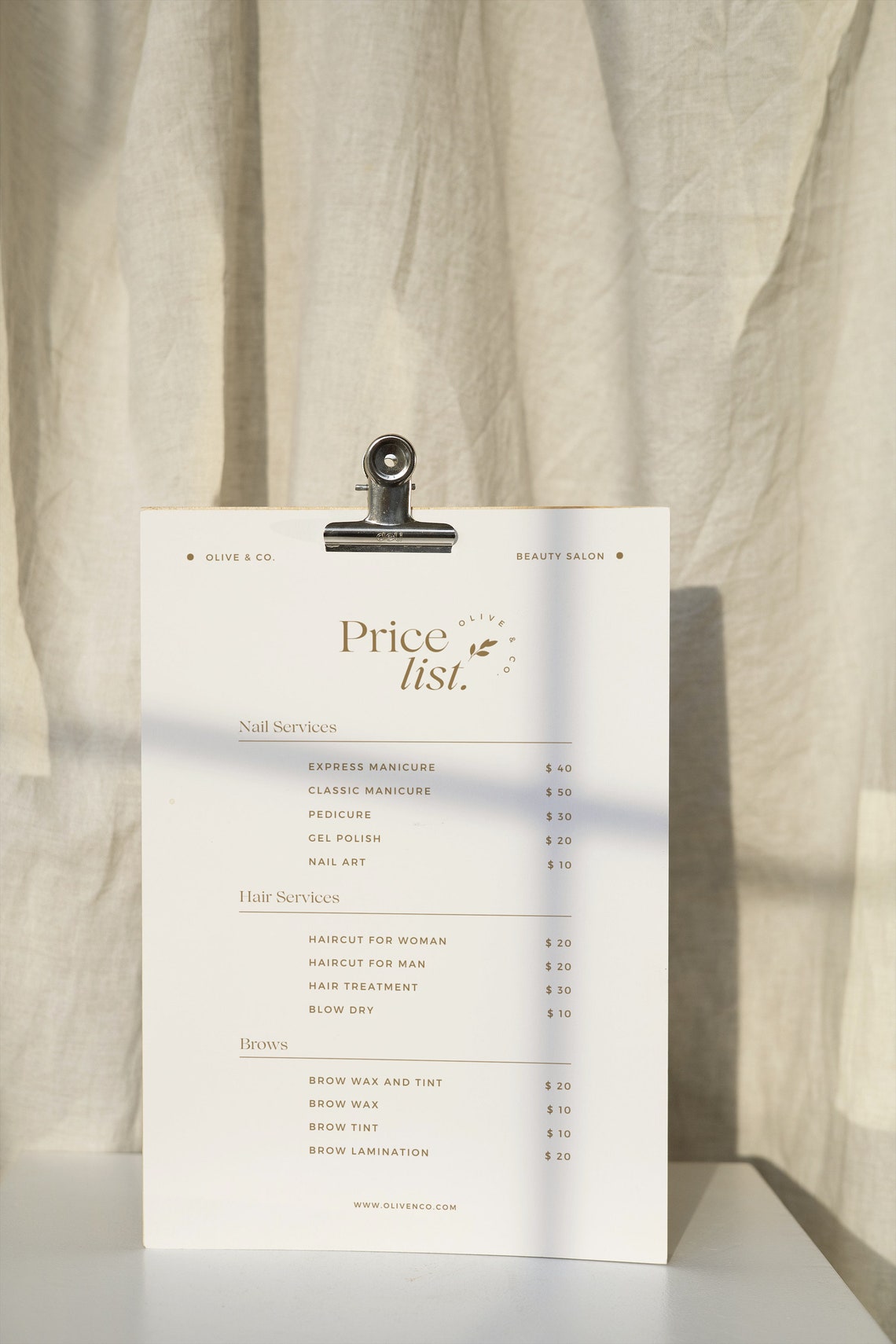 Bronze Minimalist Price List Sign Template | Editable Poster | Menu ...