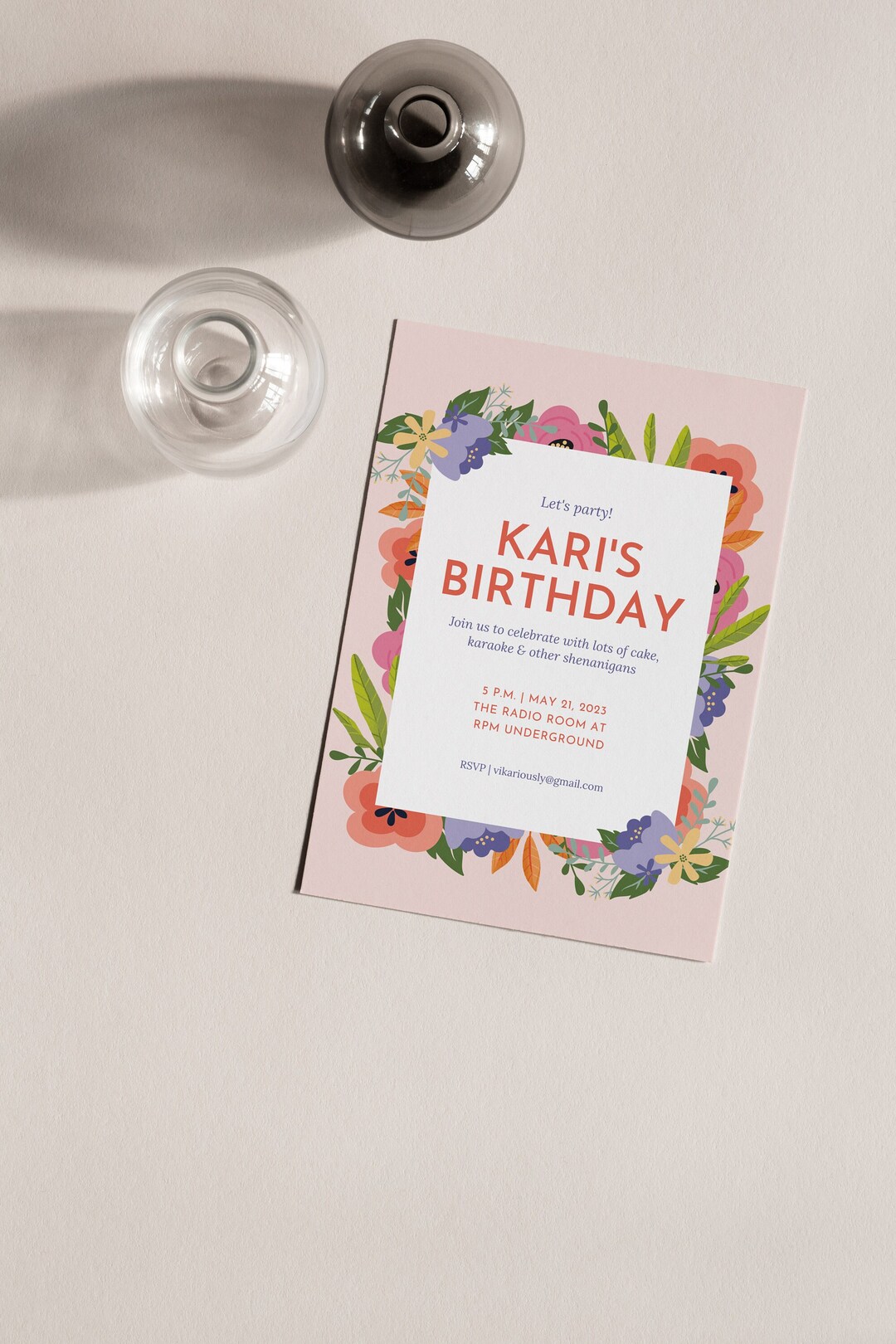 Animated Floral Birthday Invitation Template Editable - Etsy UK