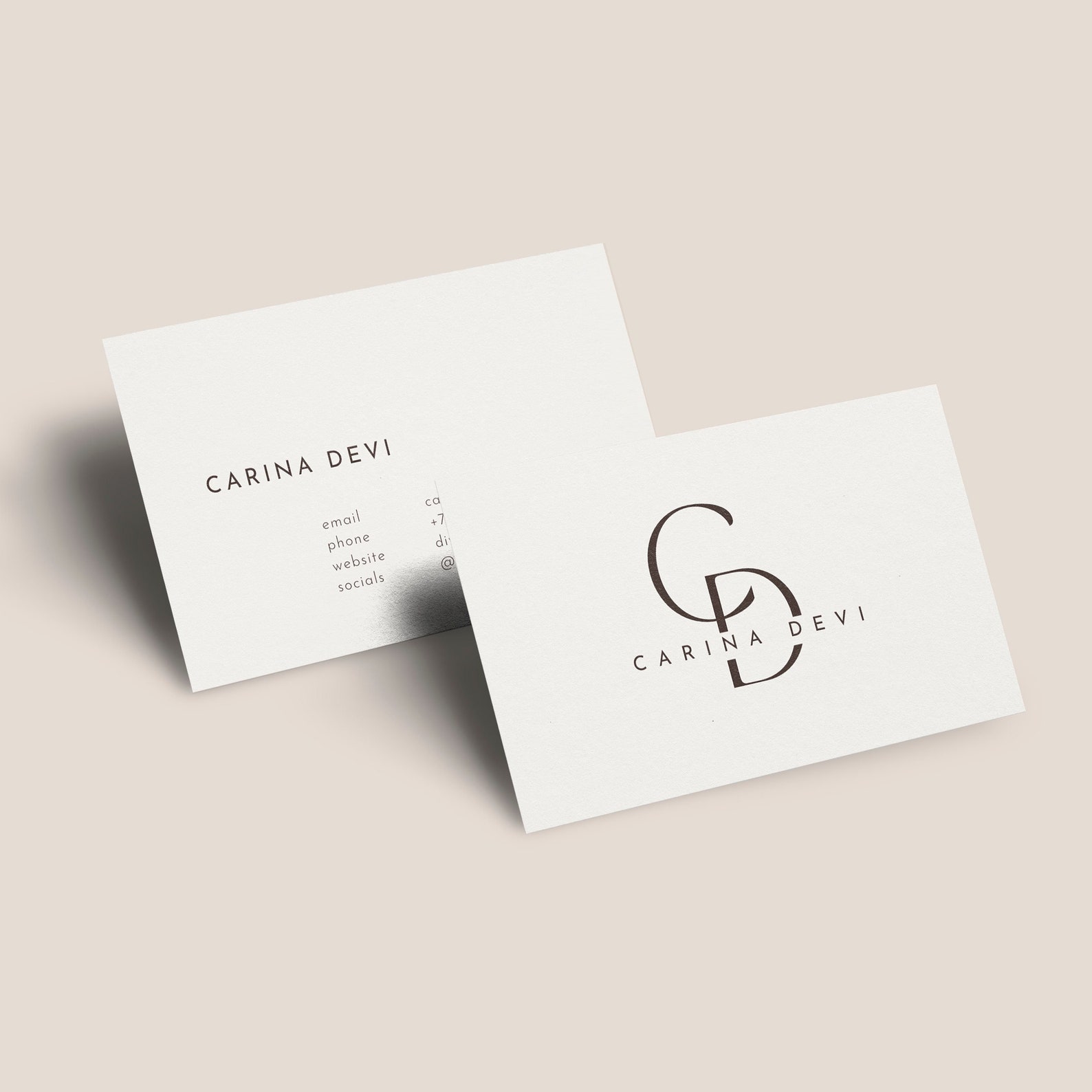 Minimal Monogram Business Card Template | Editable Template | Business ...