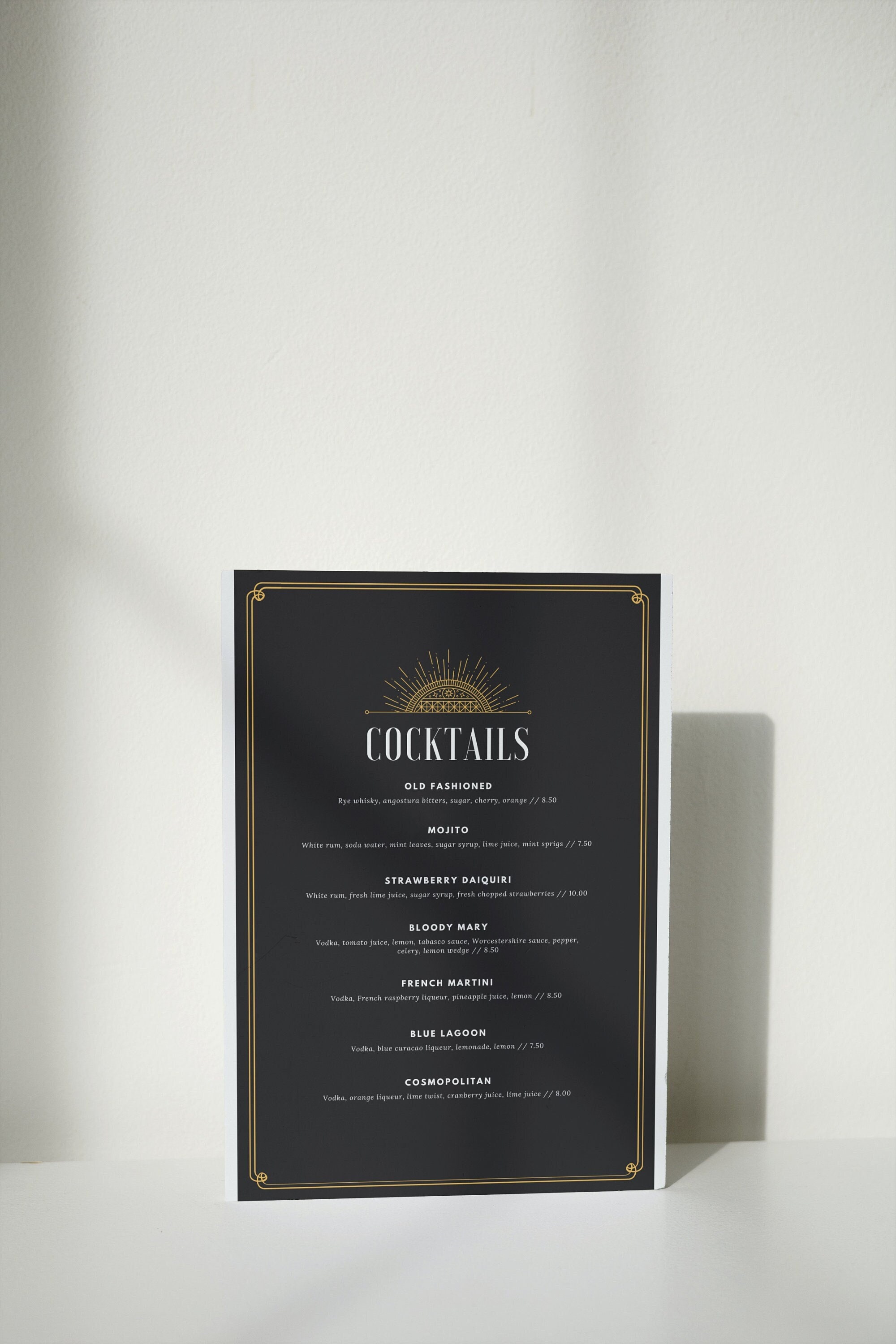 Art Deco Menu Template | Editable Menu | Drinks List | Bar Menu | Open ...