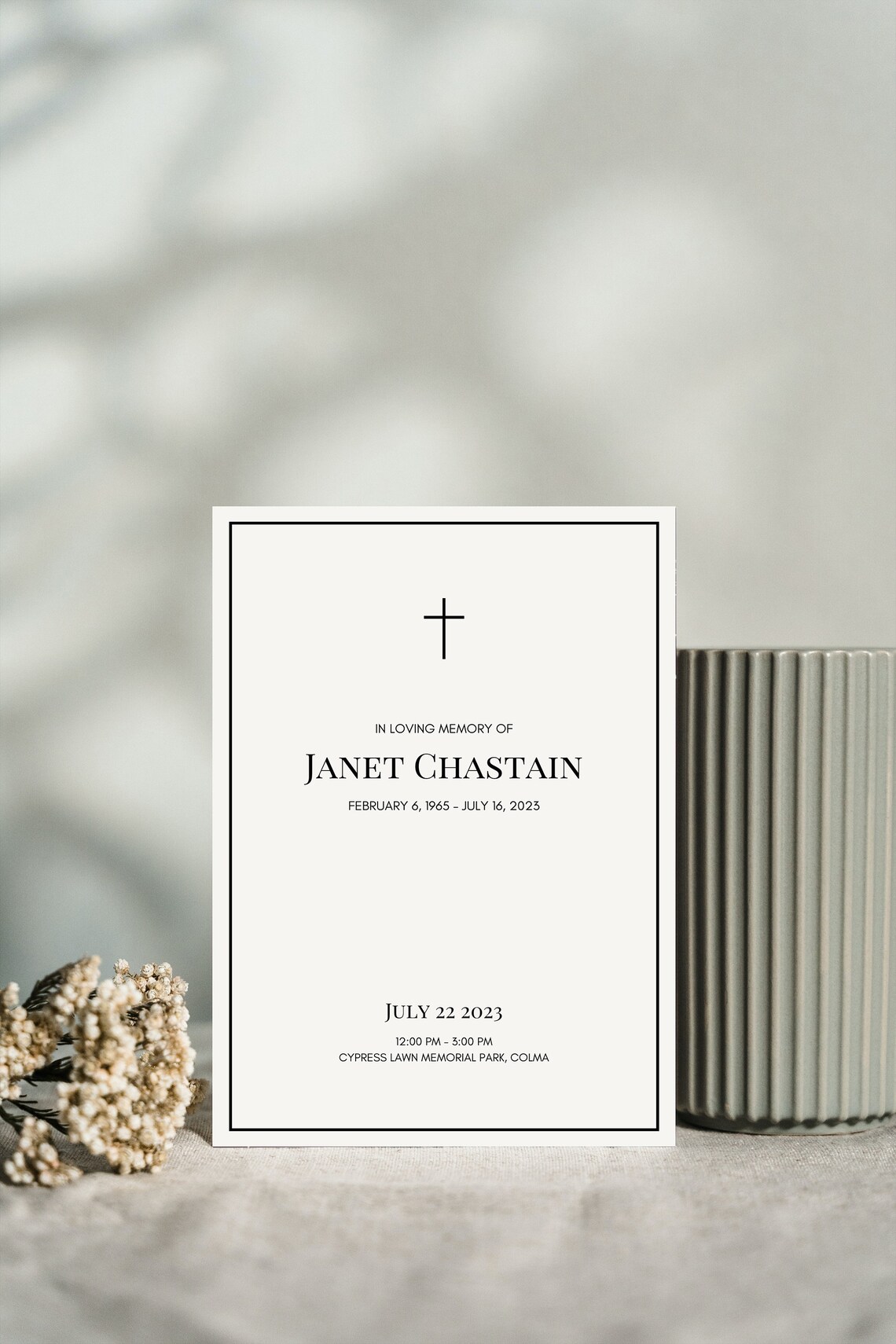 Minimalist Classic Funeral Program | Editable Template | Funeral ...